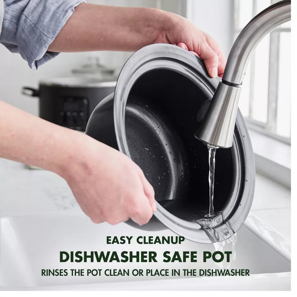 GreenPan 4QT Slow Cooker Matte Black PFAS-Free Ceramic 4qt 5 Settings ...