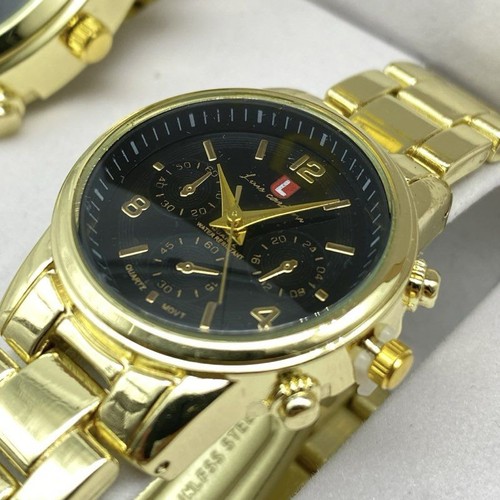 LUIS CARDINI His & Hers Chrono Black/Gold Dial Stainless Steel Watch ...