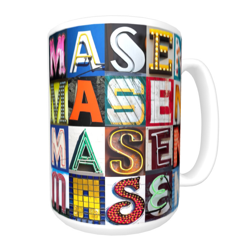 MASEN Coffee Mug / Cup featuring the name in photos of sign letters | eBay