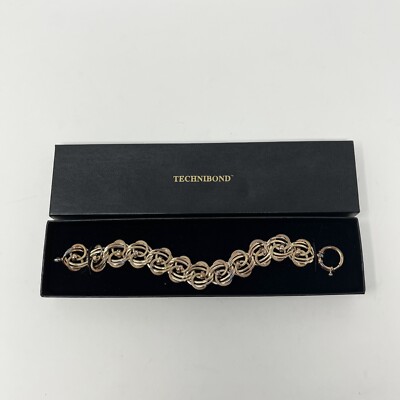 Technibond Diamond Cut Double Curb Link Bracelet 14K Yellow Gold Plated ...