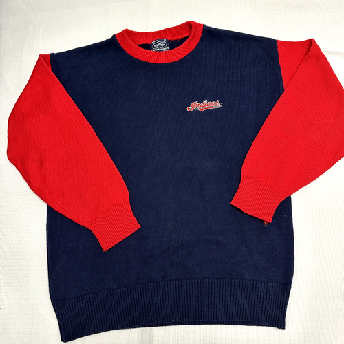 Vintage Cleveland Indians MLB Long Sleeve Knit Fleece Sweater Vantage ...