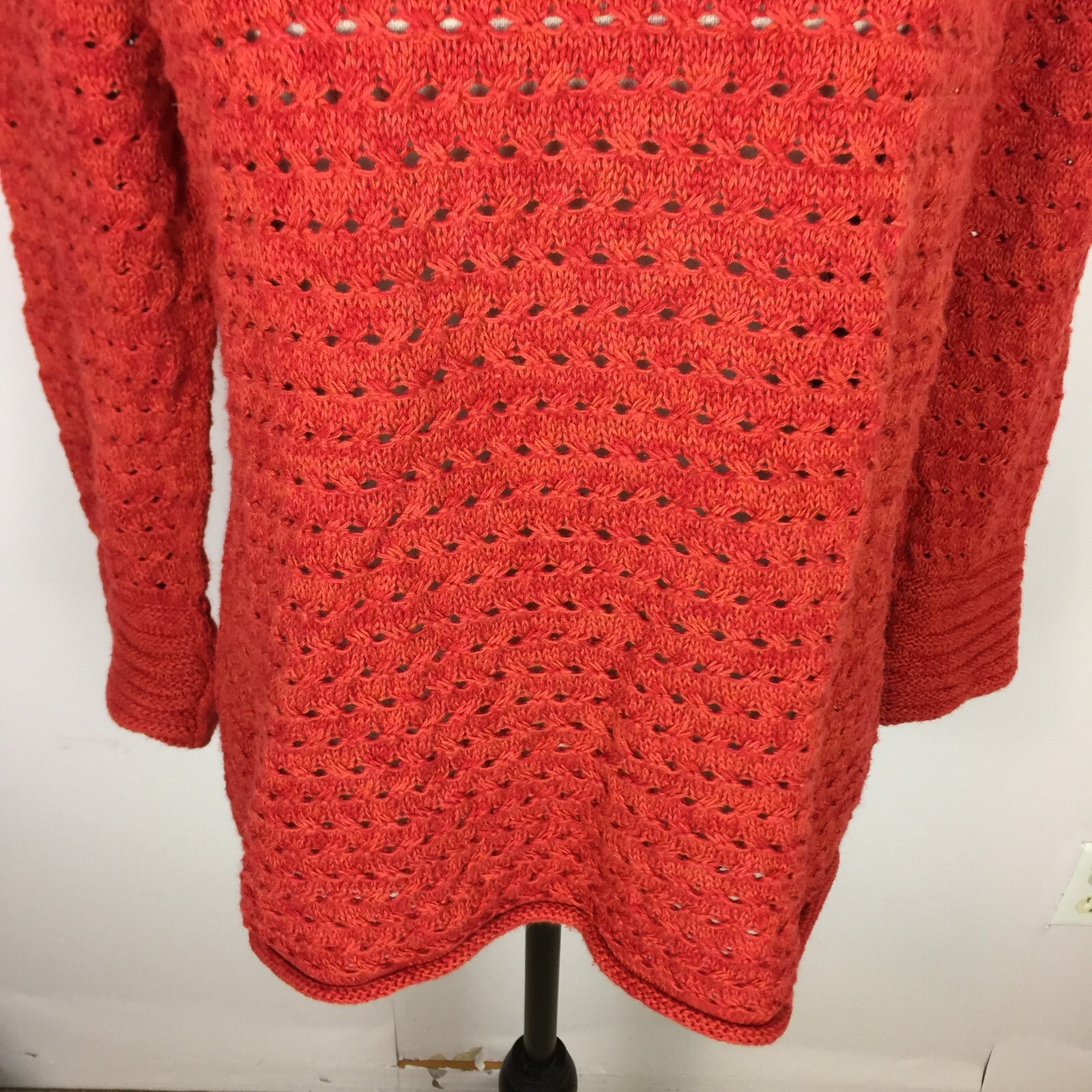 NOMADIC TRADERS Sweater Size S Womans Red Ramie Open Knit Turtleneck ...
