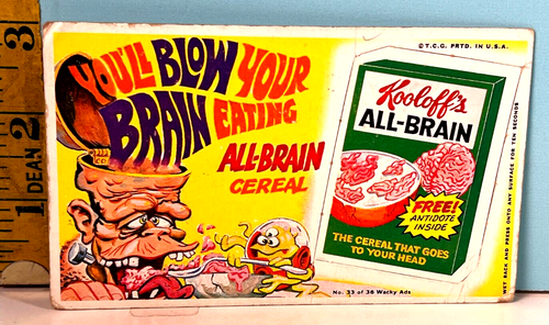 1969 Topps Wacky Ads #33 KOOLOFF'S ALL-BRAIN CEREAL | eBay