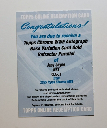 2025 WWE Topps Chrome Jacy Jayne Base Variation Gold Refractor Auto ...