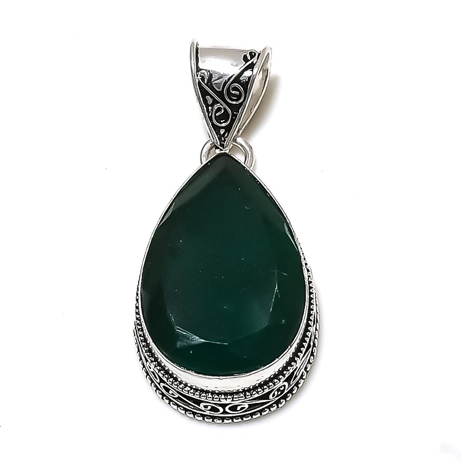 Emerald(Simulated) Gemstone 925 Sterling Silver Jewelry Pendant 1.97 ...