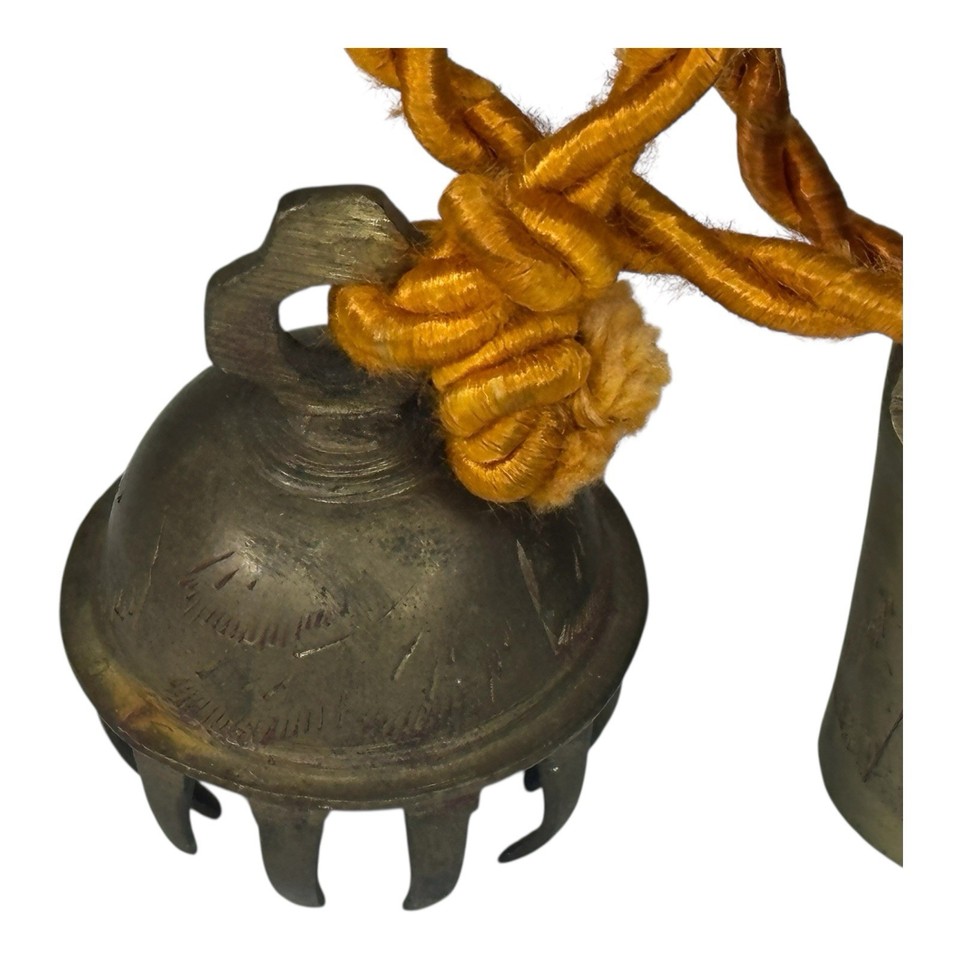 Vintage Brass Bells of Sarna India On Twisted Rope Set Of 6 Door Wall ...