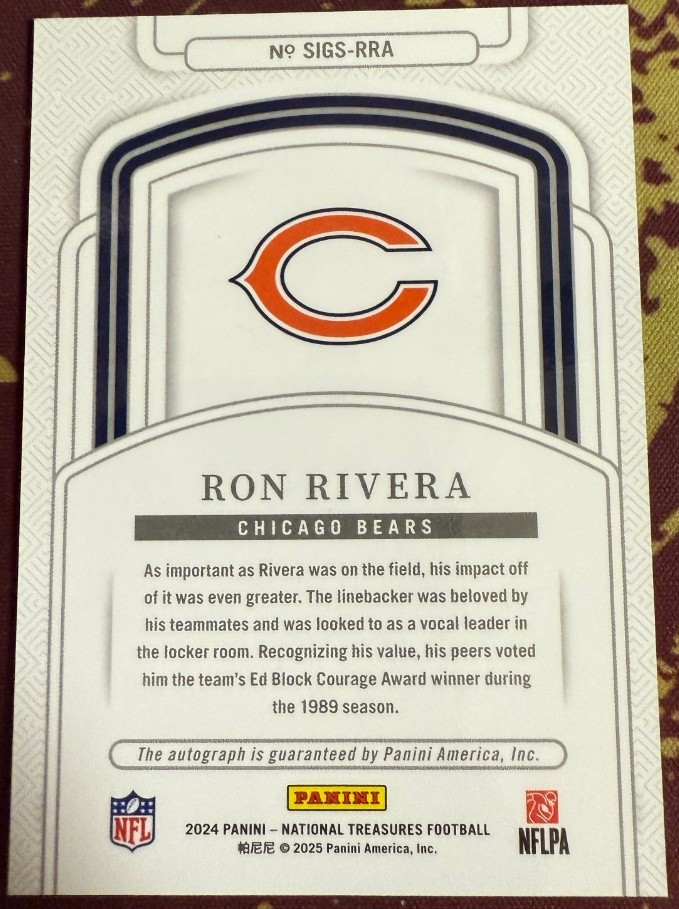 Ron Rivera 2024 Panini National Treasures Signatures Auto 72/99 #SIGS ...