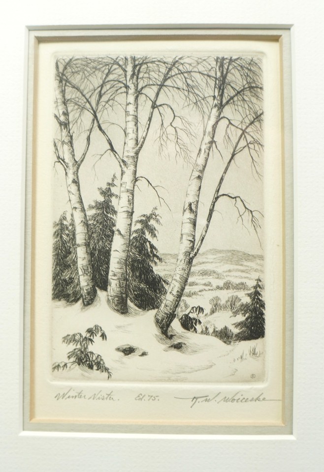Framed Ronau W Woiceske Signed "Winter Vista" Ed. 75 Etching Trees ...