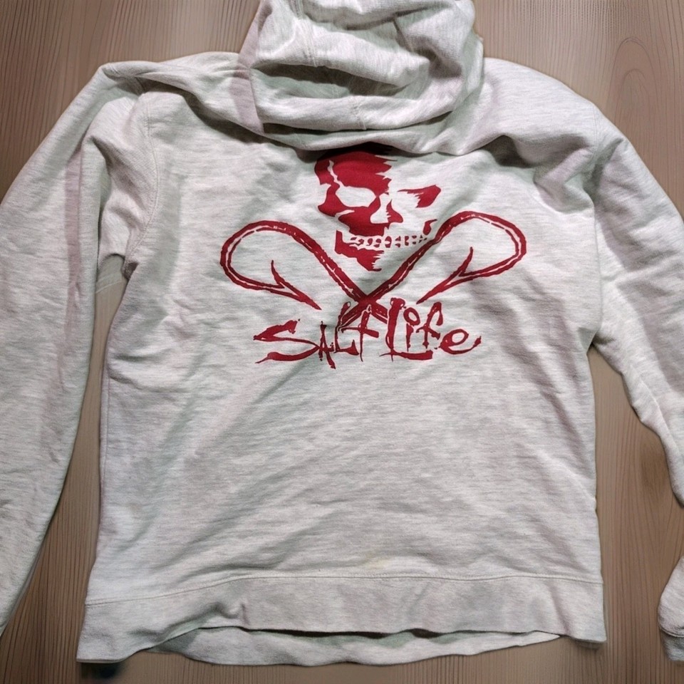 SALT LIFE Skull & Hooks Men's Pullover Heathered Hooded Sweatshirt ...