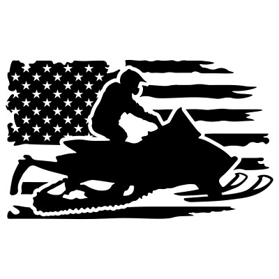 Snowmobile American Flag Decal Stickers Truck Trailer Window Wall 22 ...