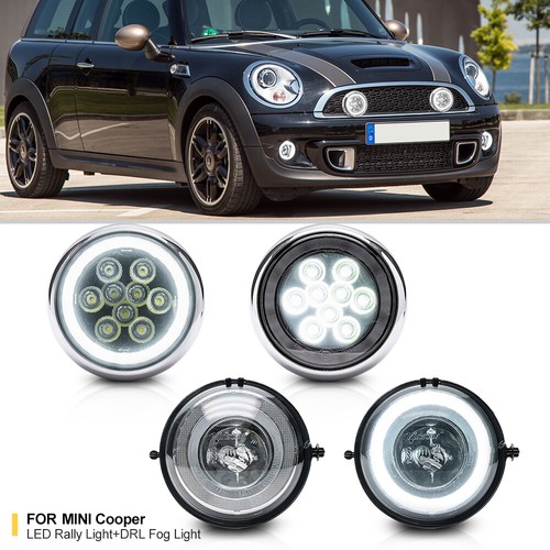 Chrome LED Halo Rally Daytime Running Fog Light For Mini Cooper R55 R56 ...
