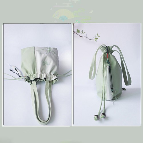 Chinese Embroidery Drawstring Bag Hanfu Handbag Floral Canvas Shoulder ...