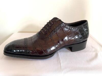 TOM FORD Mens Brown Alligator Polished Brogues Lace Up Shoes Box ...