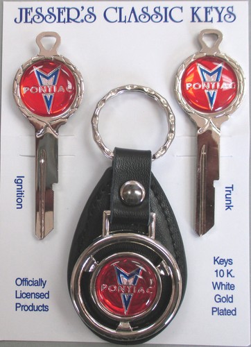 Red Pontiac Arrow Logo B-10 Deluxe White Gold Classic Key Set NOS Keys ...