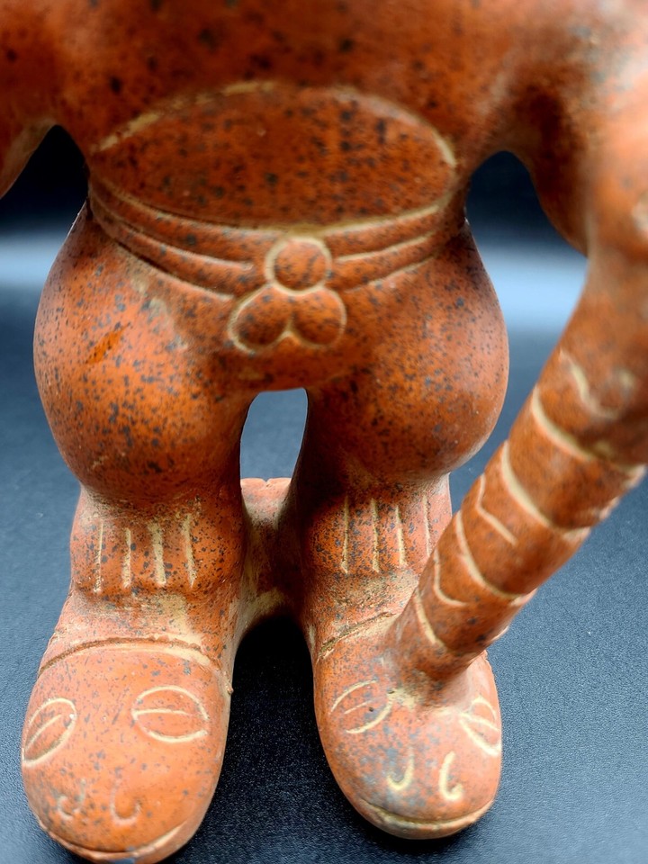 Vintage Terracotta Mexican Pottery Mayan Clay Figure Man Walking Stick ...