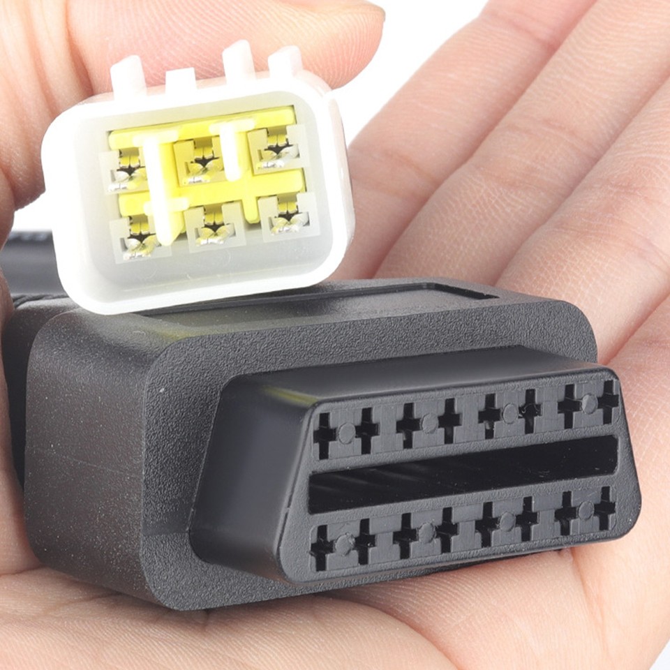 6-Pin to 16-Pin Motorcycle OBD2 Diagnostic Adapter Cable For Delphi ...