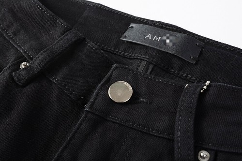 AMIRIS Men's Jeans Black Grey Patched Low Waist Tight Fashion Jeans NEW ...
