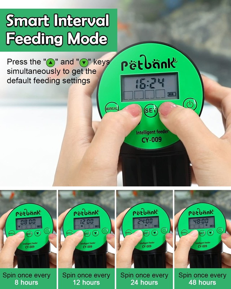 Petbank Automatic Fish Feeder - Rechargeable Timer Fish Feeder with USB ...