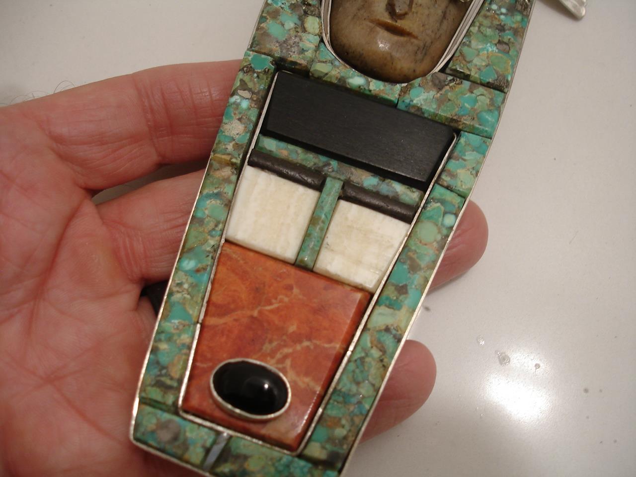 Buddy Lee Mossman Signed Sterling Silver Necklace Kachina Face Fish ...