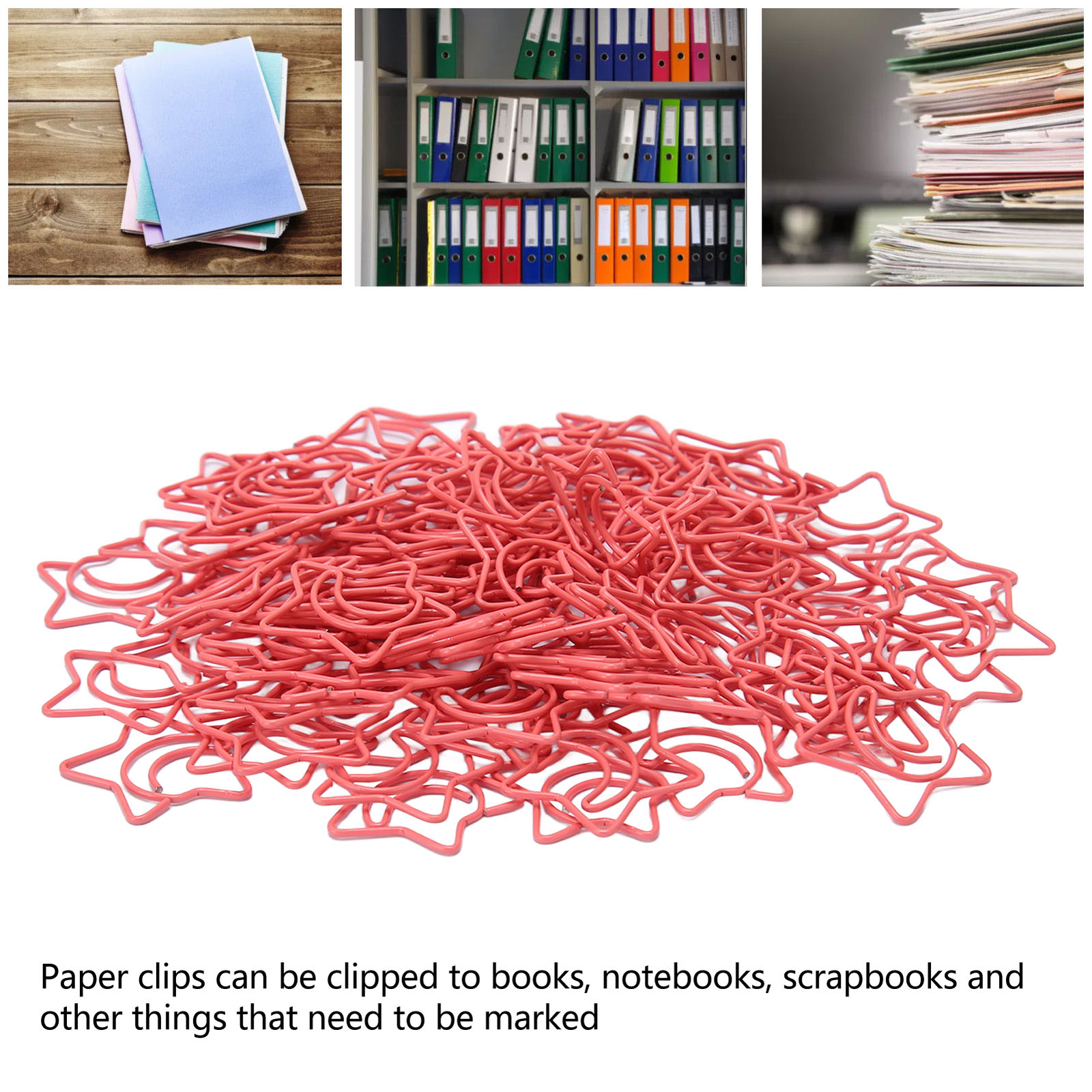 100pcs Star Moon Shaped Paper Clips Cute Paperclip For File Document ...