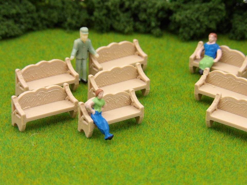 Ten (10) - HO Scale Wooden Park Benches - 3D Printed Train Layout ...