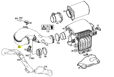 Mercedes-Benz M274 Engine Air Intake Manifold Hose A2740900929 NO DUTY ...