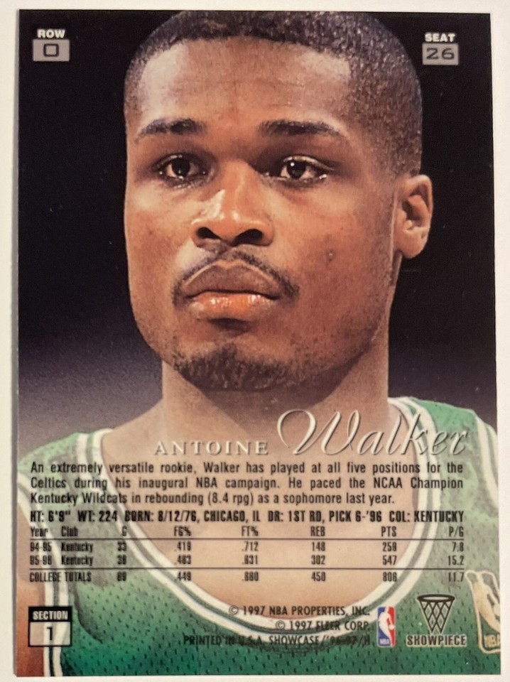 1996-97 Flair Showcase RARE ROW 0 ROOKIE Sec 1 Refactor Celtics Antoine Walker | eBay