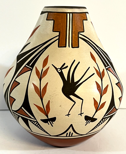 Vintage Fine Zia Pueblo Polychrome Pottery Jar, signed Eusebia Shije, c ...