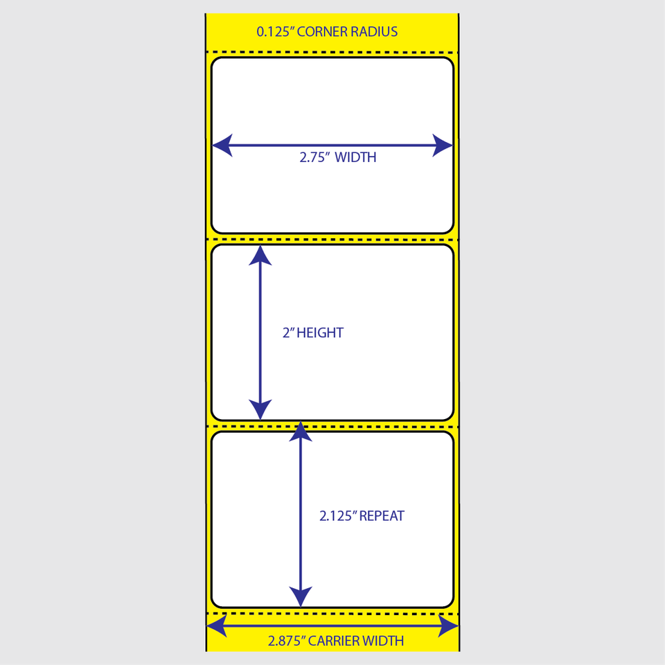 12 Thermal Label Rolls, 1" core,perf,2"/2.75"/3"/3.5"(wide) x 2"(high ...