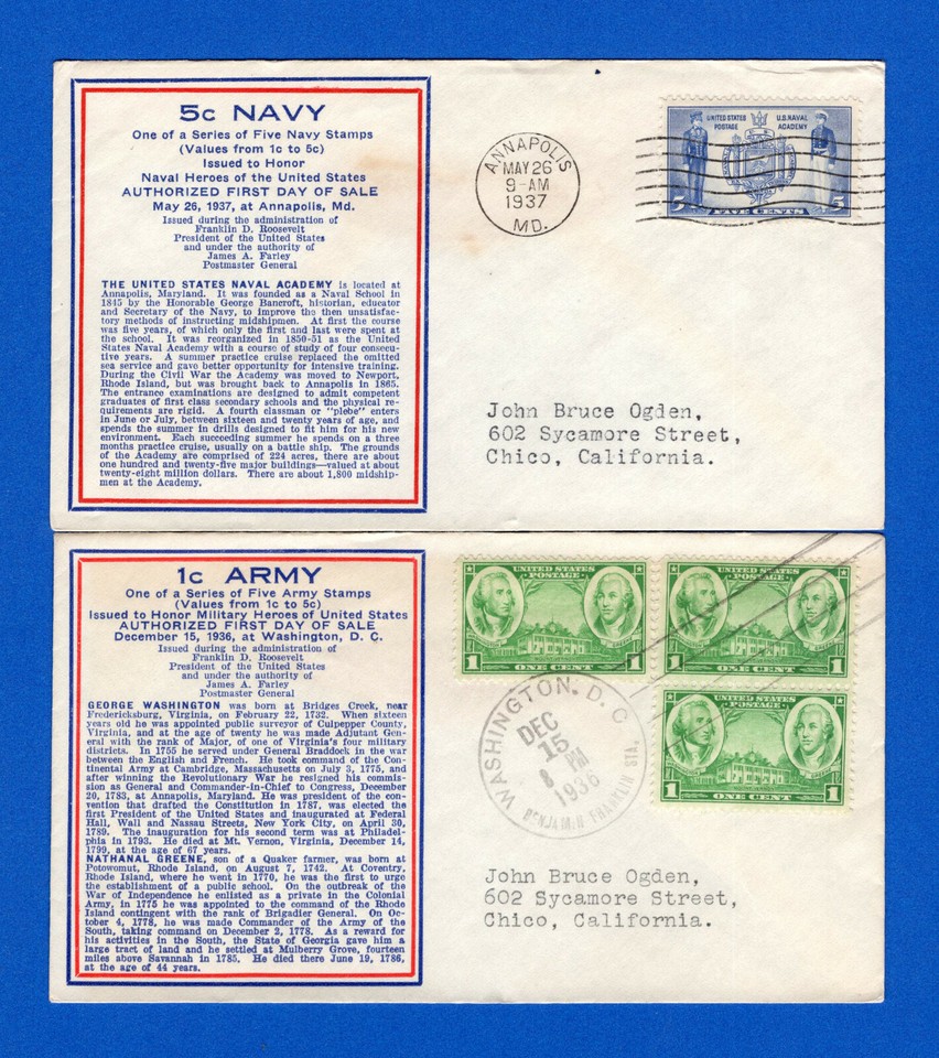 Scott 785-94 Army-Navy Set of Ten Imperial First Day Covers Mellone #14 ...