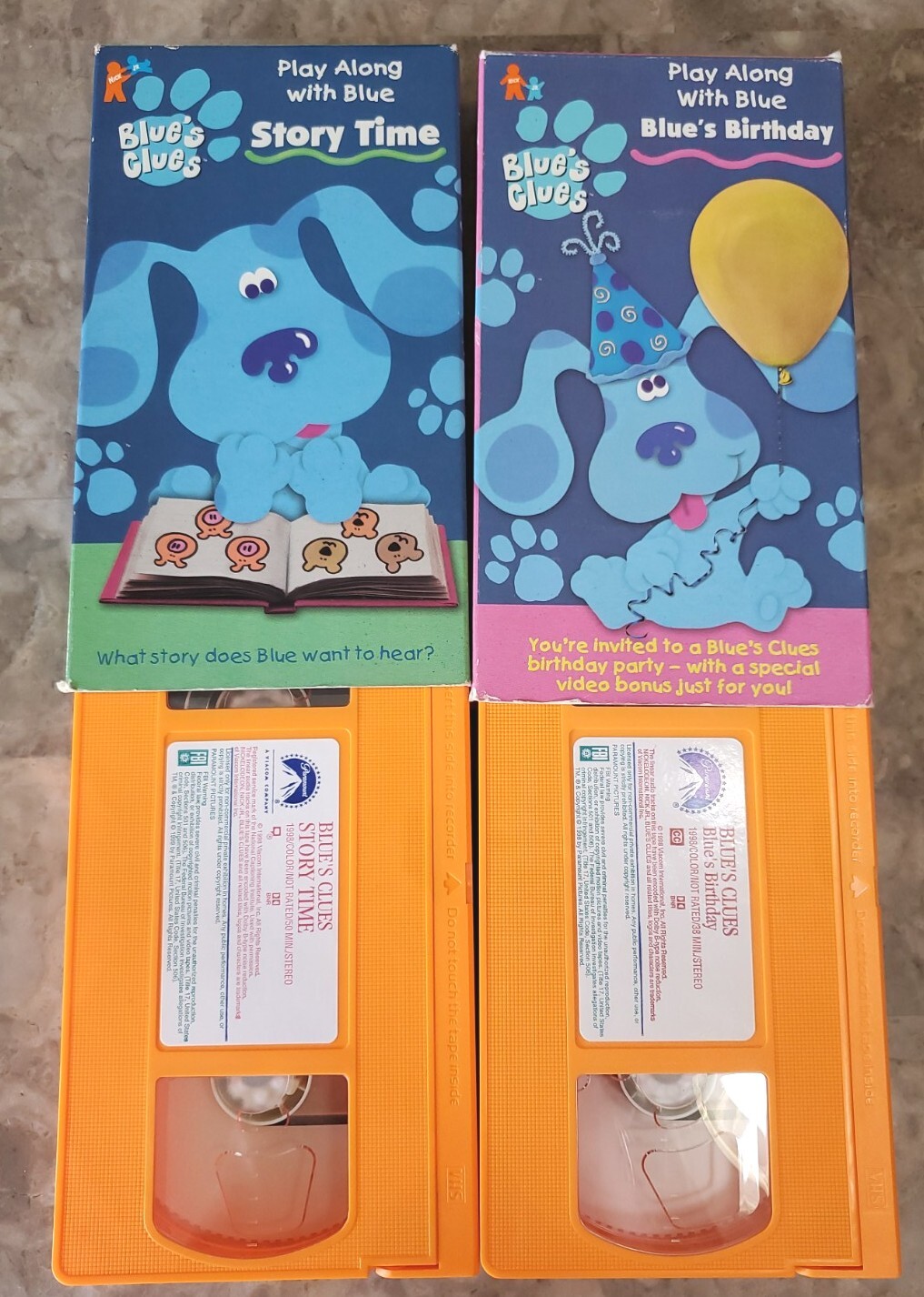 Lot of 2 VHS Blue's Clues Tapes ( Orange ) Story Time, and Blue's ...