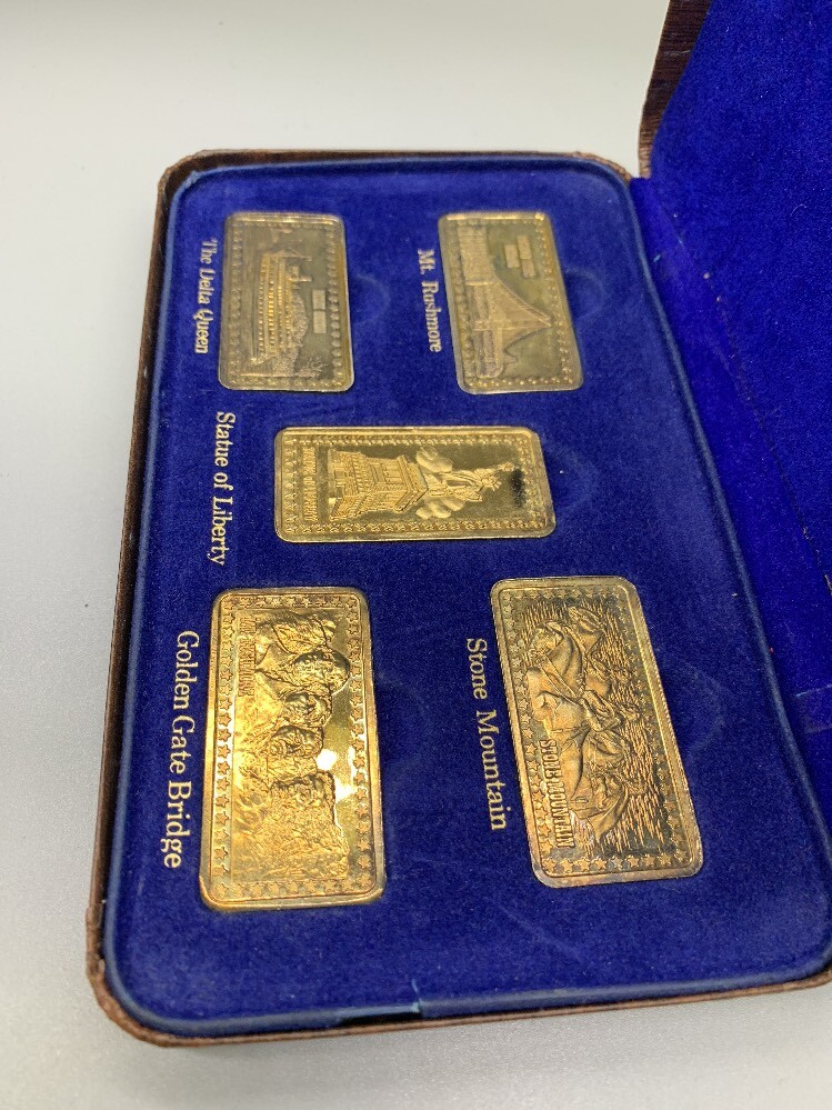 The Hamilton Mint Wonders of America (5)1 Oz Bars 24k.999 Silver ...