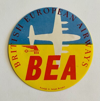 BEA British European Airways Airlines Vintage Round Paper Sticker ...