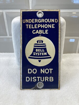 Vintage Original Bell System Porcelain Sign Underground Telephone Cable ...