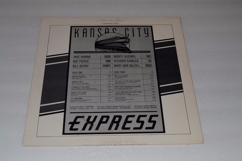 Jake Hanna's Kansas City Express~Mary Ann McCall~Concord Jazz~FAST ...