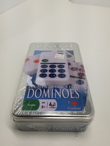 Used cardinal Double Nine Color Dot Dominoes in Tin Box | eBay