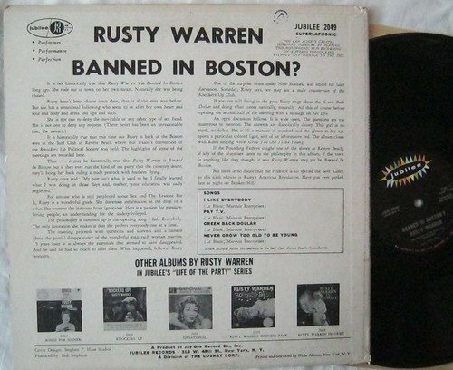 Banned In Boston? Rusty Warren LP Jubilee JGM2049 VG+ | eBay