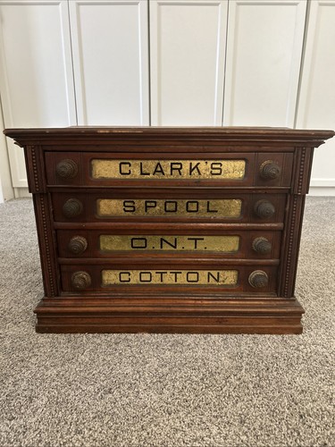 Antique Clark’s 4 Drawer Spool Cabinet | eBay