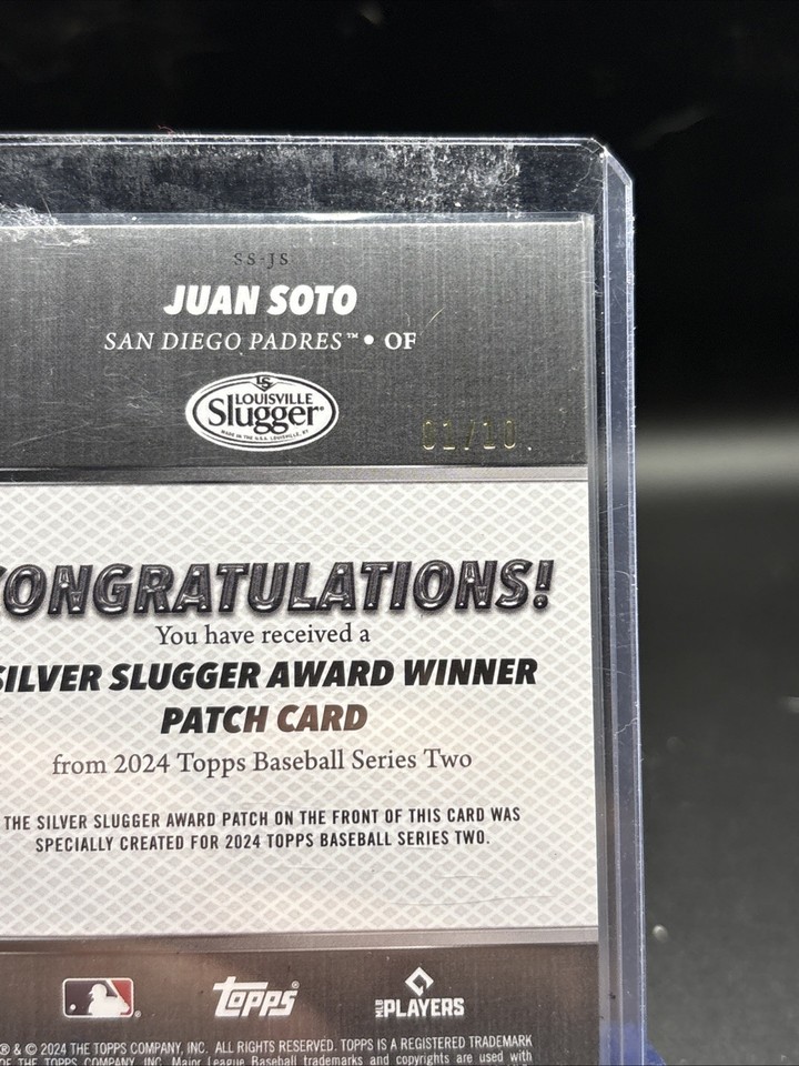 2024 Topps Series 2 Juan Soto Silver Slugger Award Winner Patch Red /10 ...