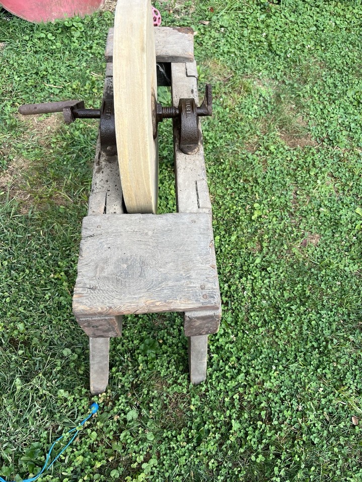 Rare Antique Free Standing Hand Crank Grinding Wheel Sharpening Stone ...