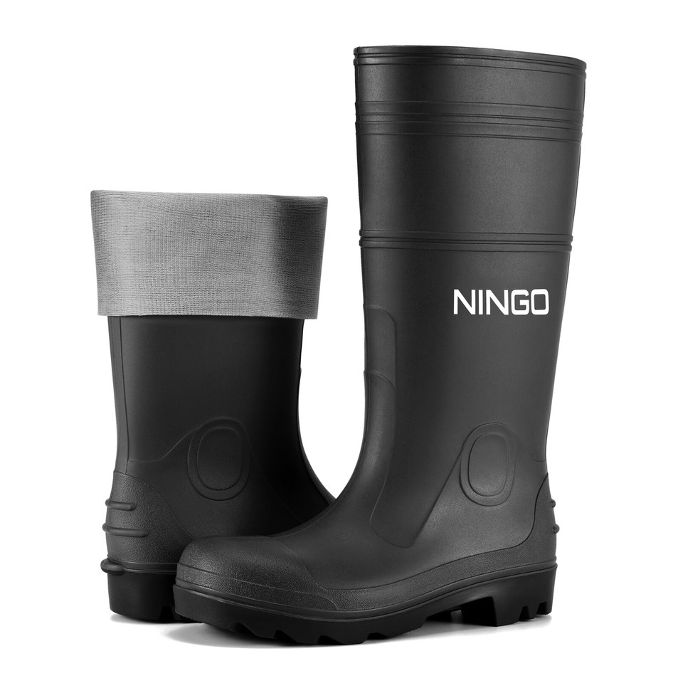 NINGO Men Steel Toe/Shank Work Rain Boot Arch Support Construction ...