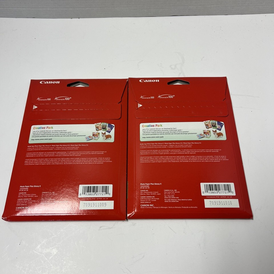 New Canon Plus Glossy II PP-301 Inkjet Print Photo Paper 5x7 Bundle 40 ...