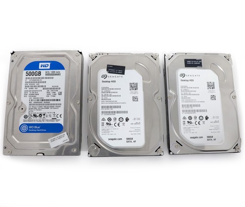 Lot of 3 500GB SATA III 3.5 Hard Drives Assorted Seagate Western ...