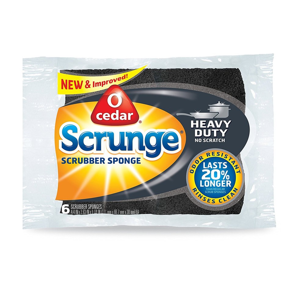 O Cedar Scrunge Scrubber Sponge Heavy Duty No Scratch - 6 Ct - Pack of ...