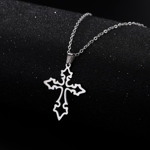 NewVintage Hollow Sword Shape Cross Necklace Men Women Stainless Steel ...