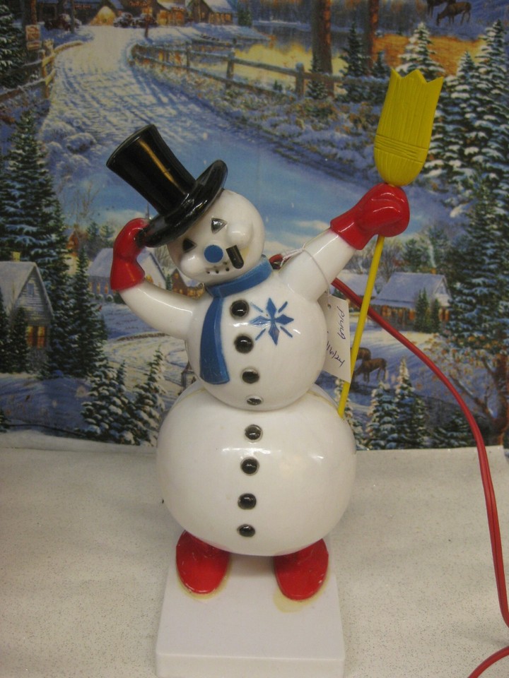 Vintage Miller Electric Frosty the Snowman Lighted Figure PIPE BROOM ...