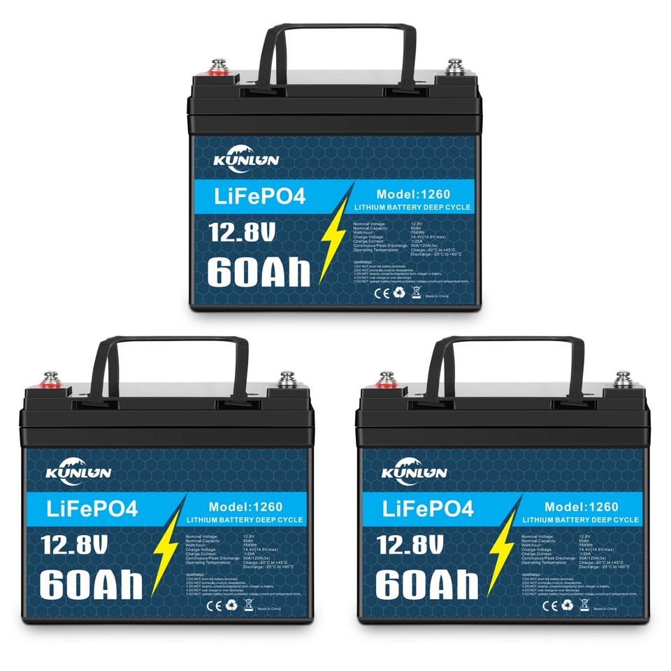 1/2/3/4 Pack 12V 60Ah LiFePO4 Lithium Battery, Deep Cycle, for RV ...