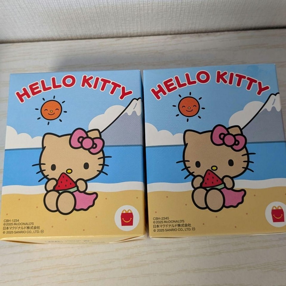 McDonald's Happy Set Toy Hello Kitty Tan 2pcs Coral/Blue Used | eBay