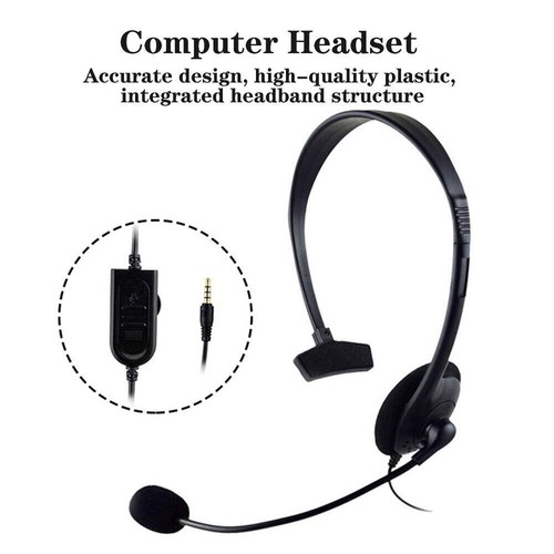 Unilateral Earphones Headphones Mic Head-mounted Single-ear Headset for ...