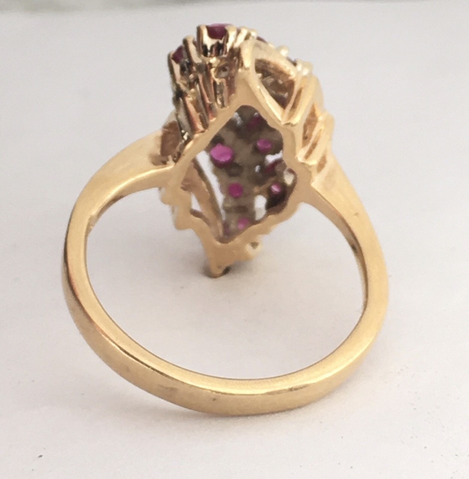 Natural Earth Mind Ruby Cluster 14K Yellow Gold Ring 1980s Size 6.5 | eBay